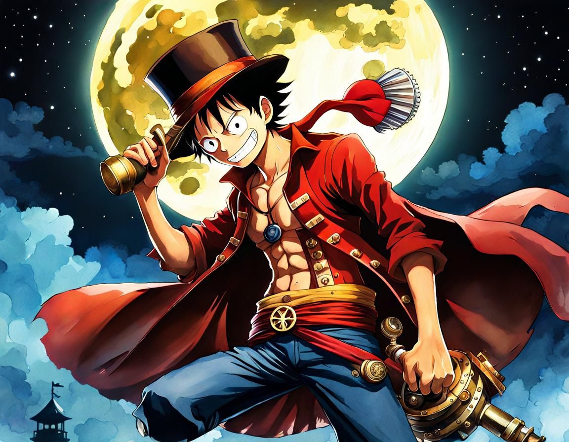 Steampunk Luffy at Night - AI Generated Artwork - NightCafe Creator