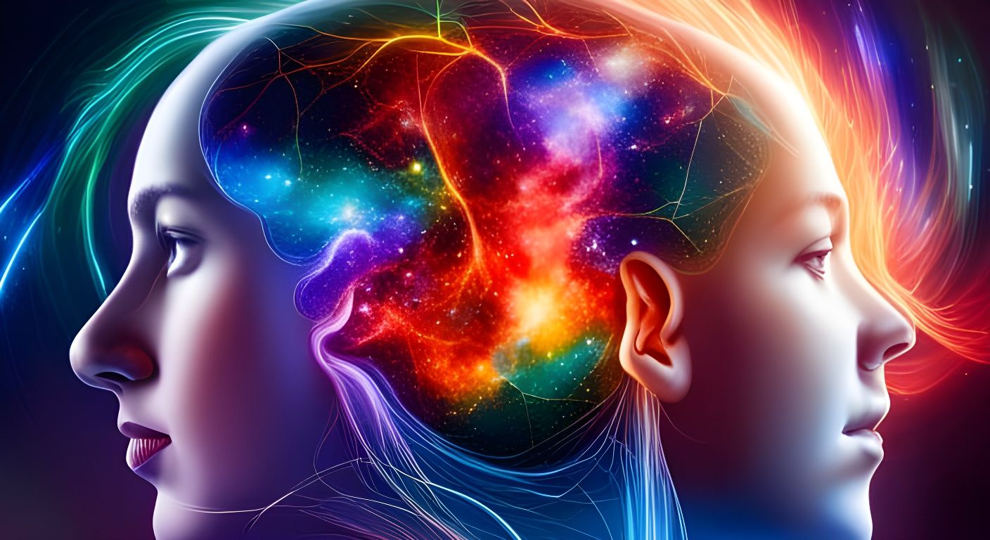 a human brain that looks like the galaxies of the universe, segmented ...