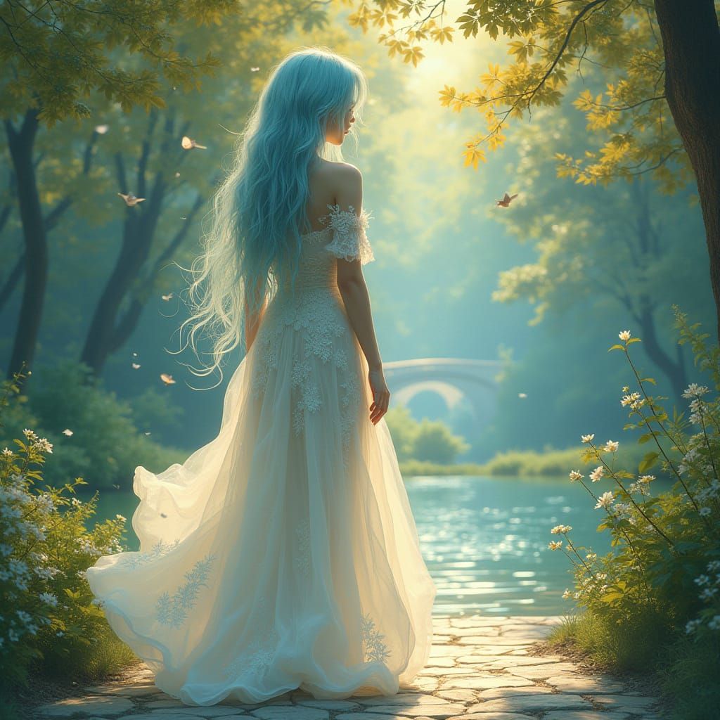 Enchanting Goddess Walks Serenely Through Vibrant ... - AI Art