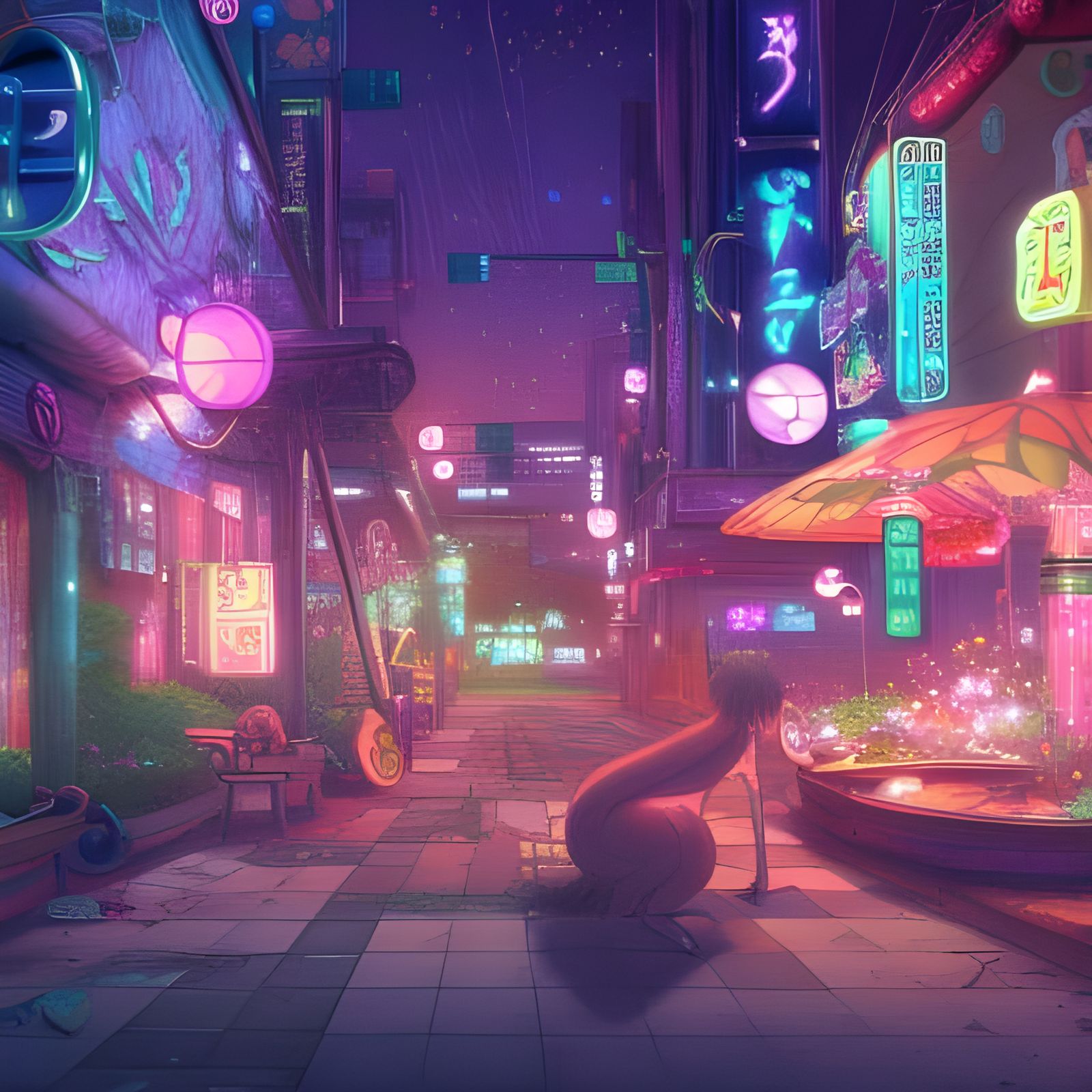 Alley Cat in a Cyberpunk City - AI Generated Artwork - NightCafe Creator