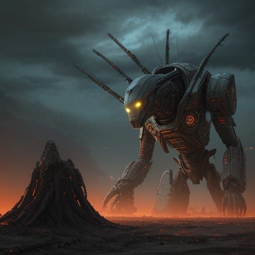Futuristic Insect Warfare in Photorealistic Digita... - AI Art
