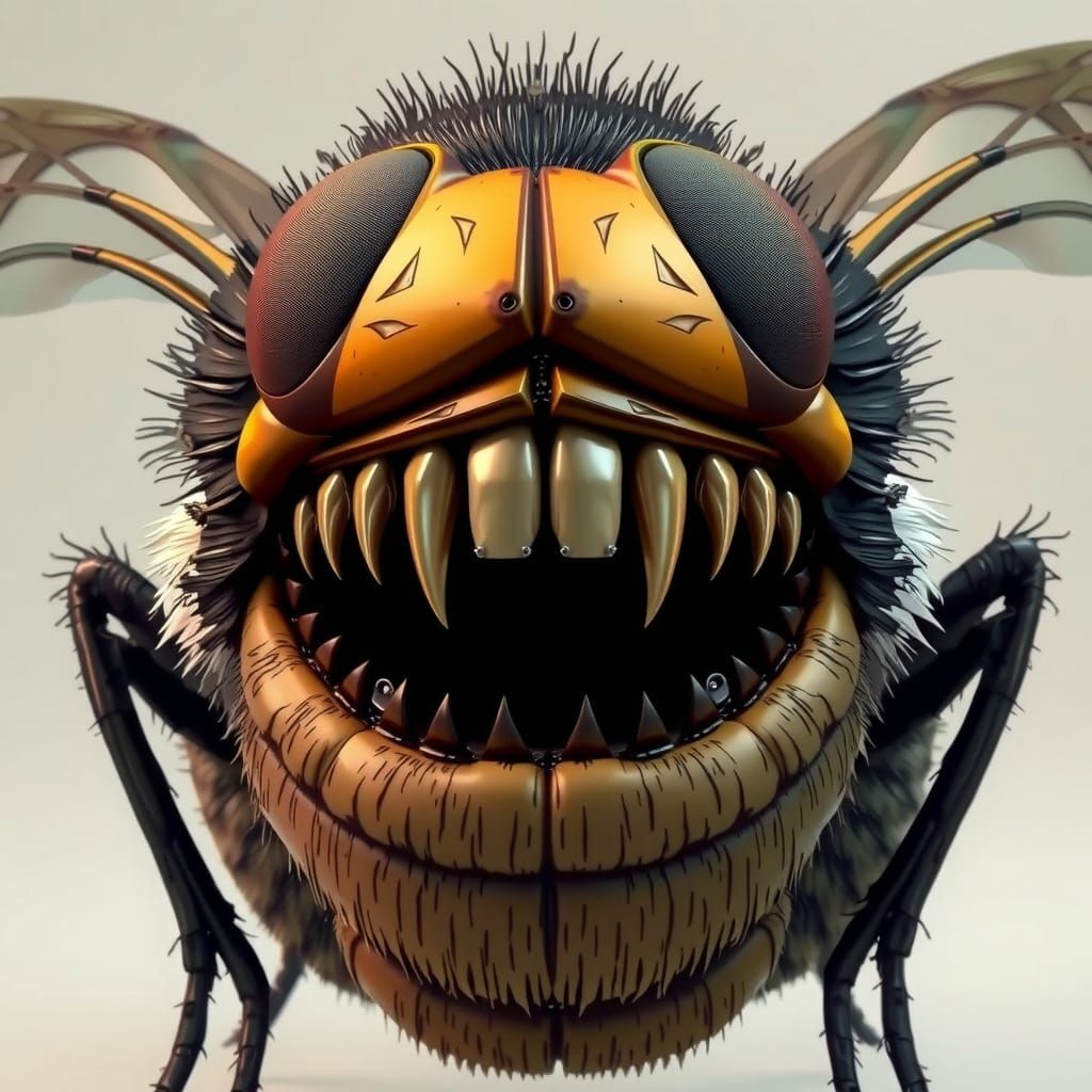 Gothic Fly in Skunk Fur, with Metallic Braces - AI Art