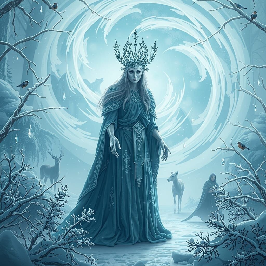 Regal Ice Witch Conquers Perpetual Winter in Encha... - AI Art