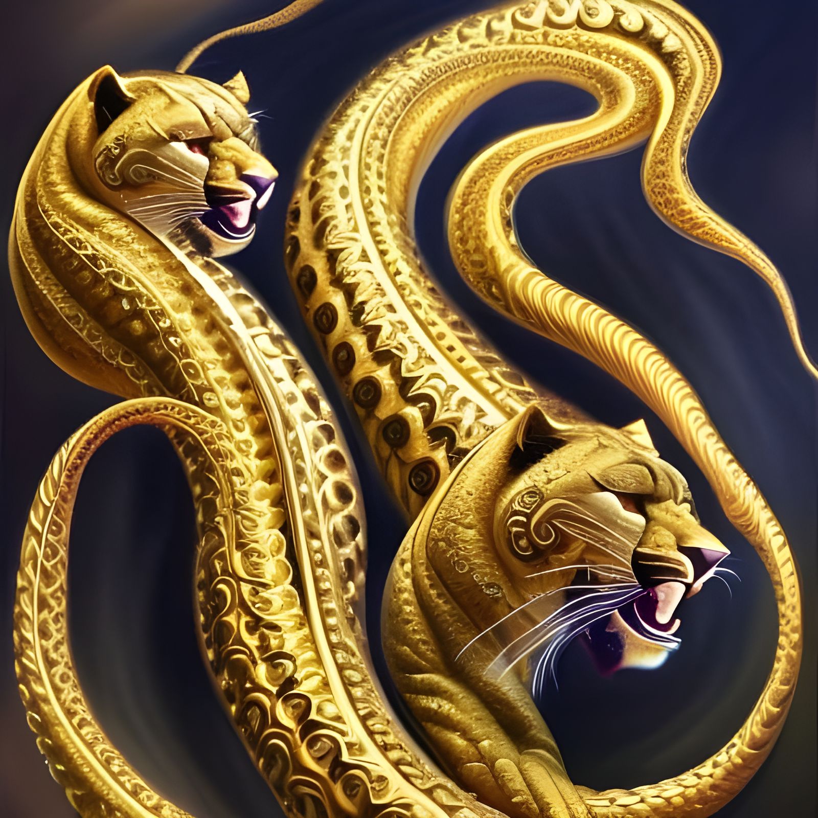 Gold Snake - Panther - AI Generated Artwork - NightCafe Creator