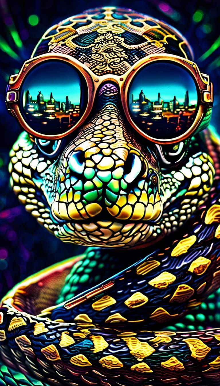 Trippy Python in New York - AI Generated Artwork - NightCafe Creator