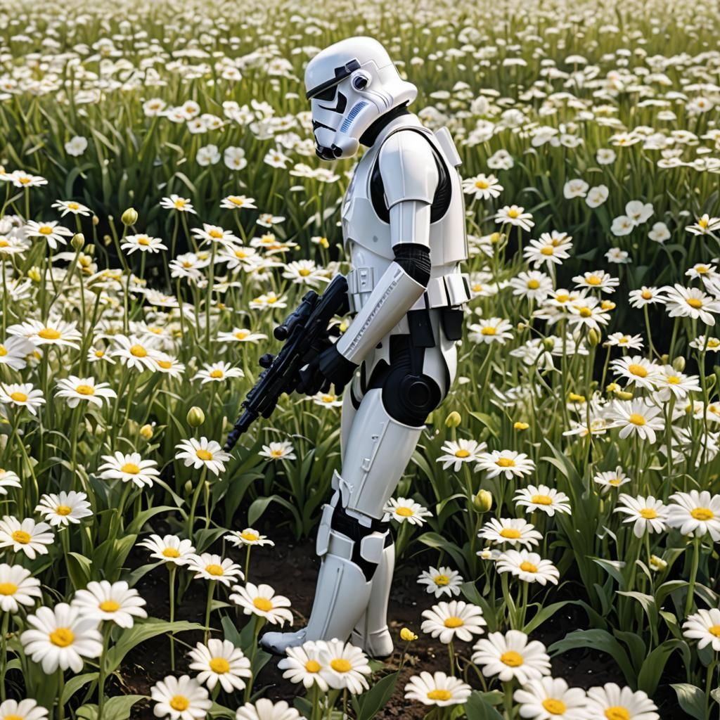 A stormtrooper going awol in a field of flowers 1. - AI Generated ...
