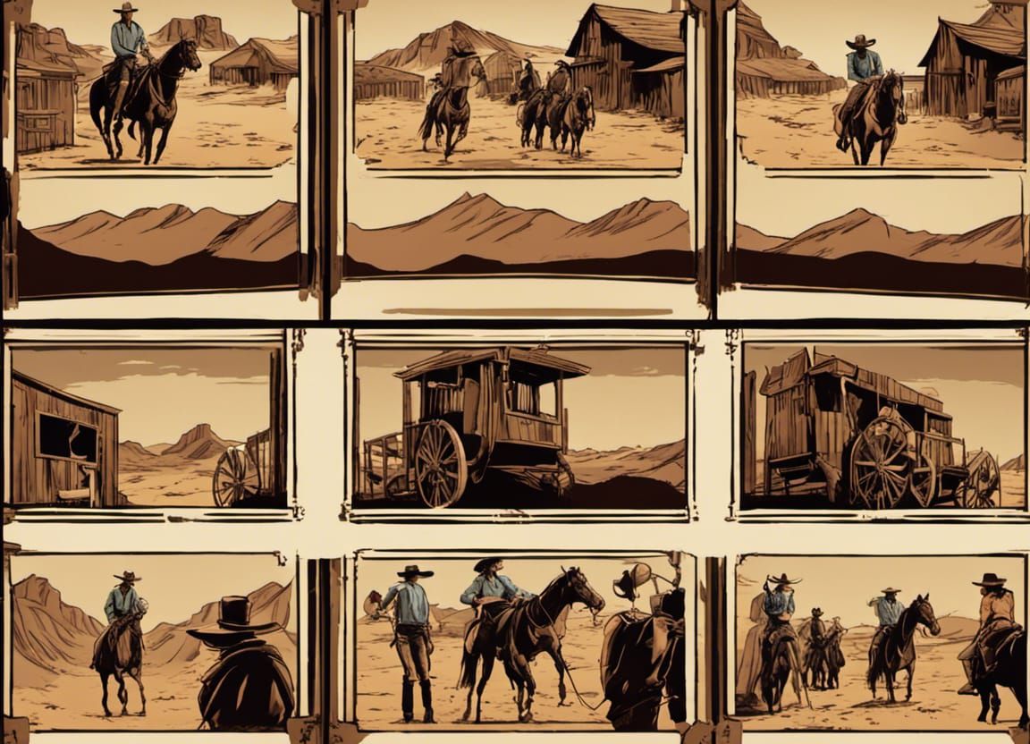 A storyboard for a Western - AI Generated Artwork - NightCafe Creator