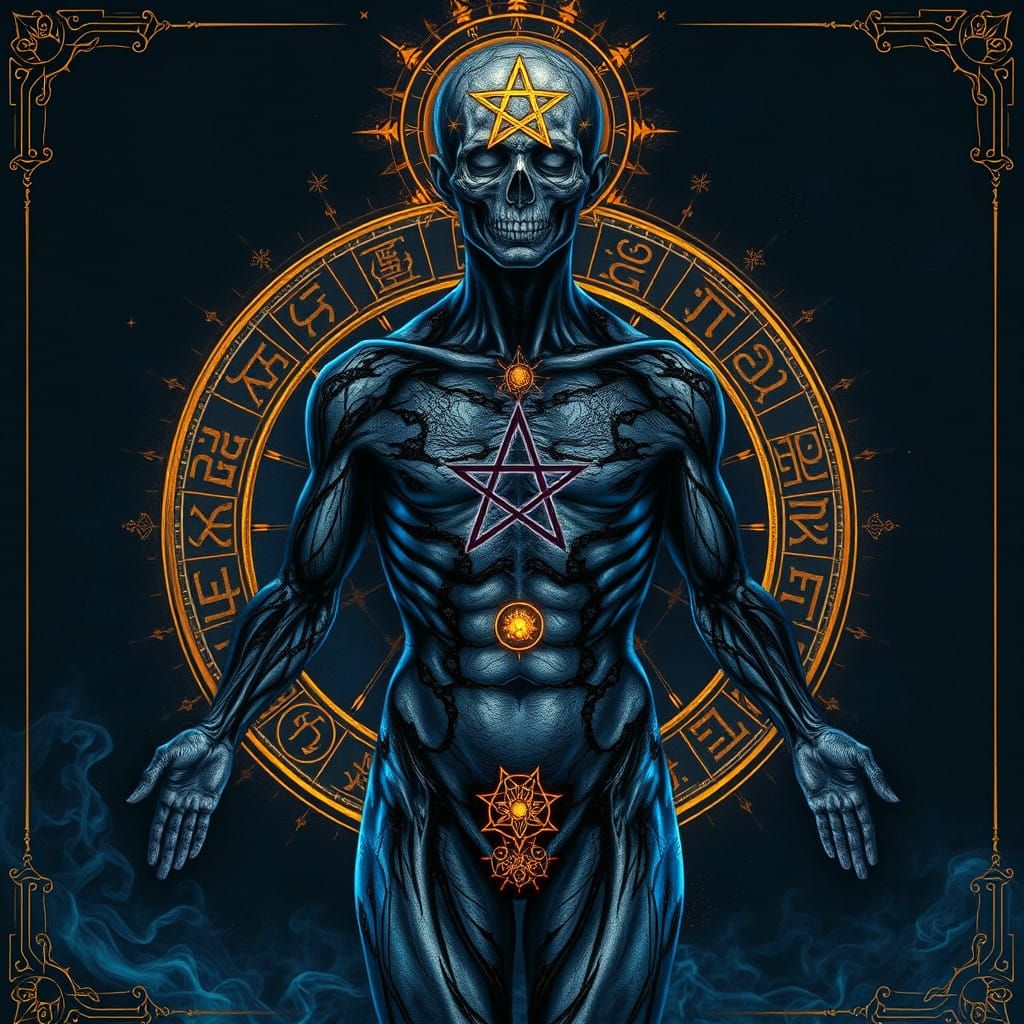 Surreal Human Form in Occult Sciences Aesthetic - AI Art