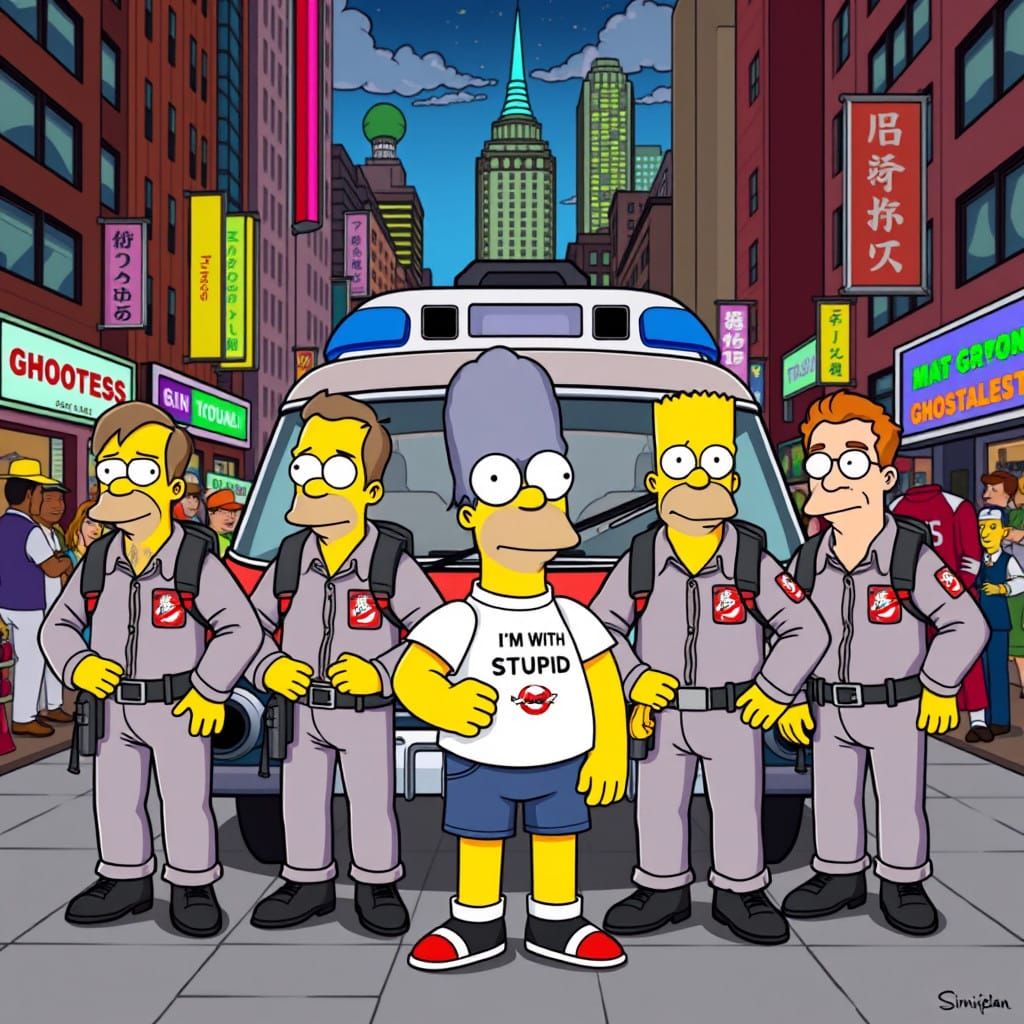 Ghostbusters Meet Homer Simpson - Surreal Heroes Meet Hom...