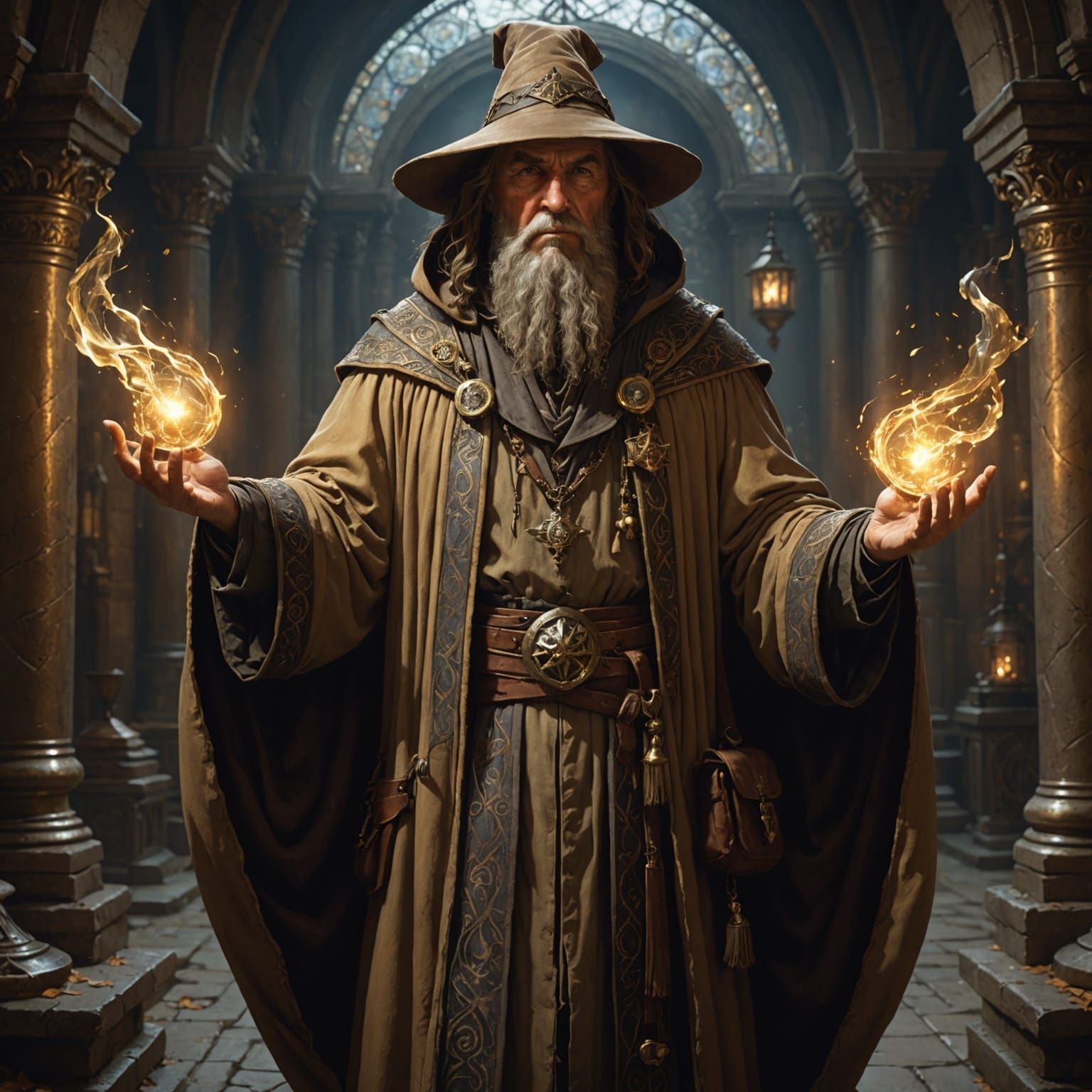 Male Wizard - Ethereal Scholar Wizard in Dark Fantasy Conce...