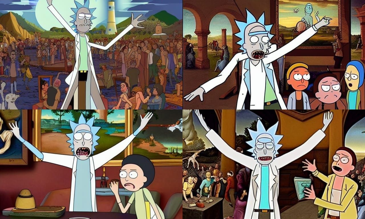 Rick and Morty in the Renaissance painting Universe - AI Generated ...
