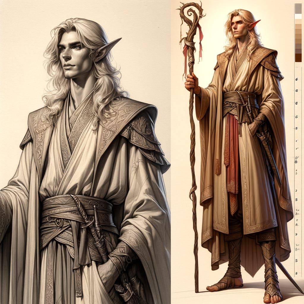 Ethereal Elf Wizard Exudes Ancient Wisdom - AI Art