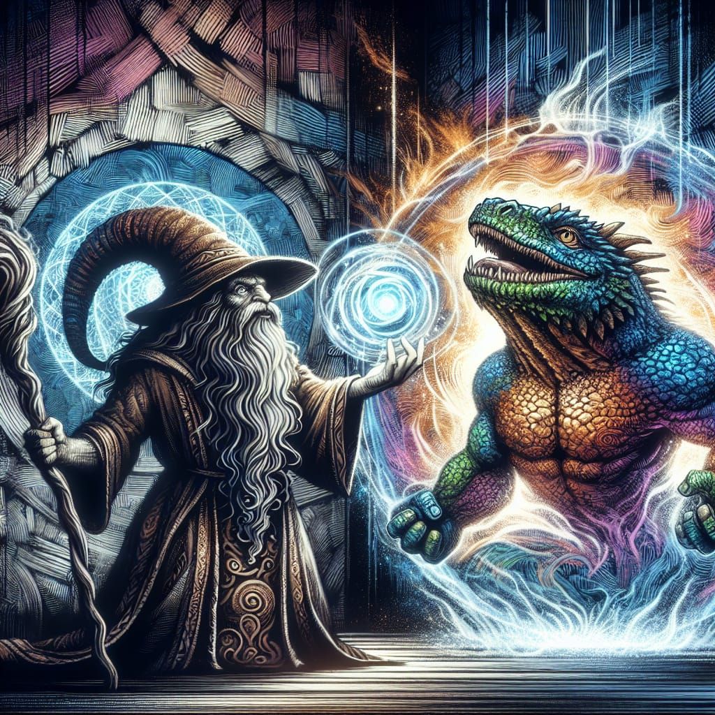 The Lizard Wizard Conjures A Creature V - AI Generated Artwork ...