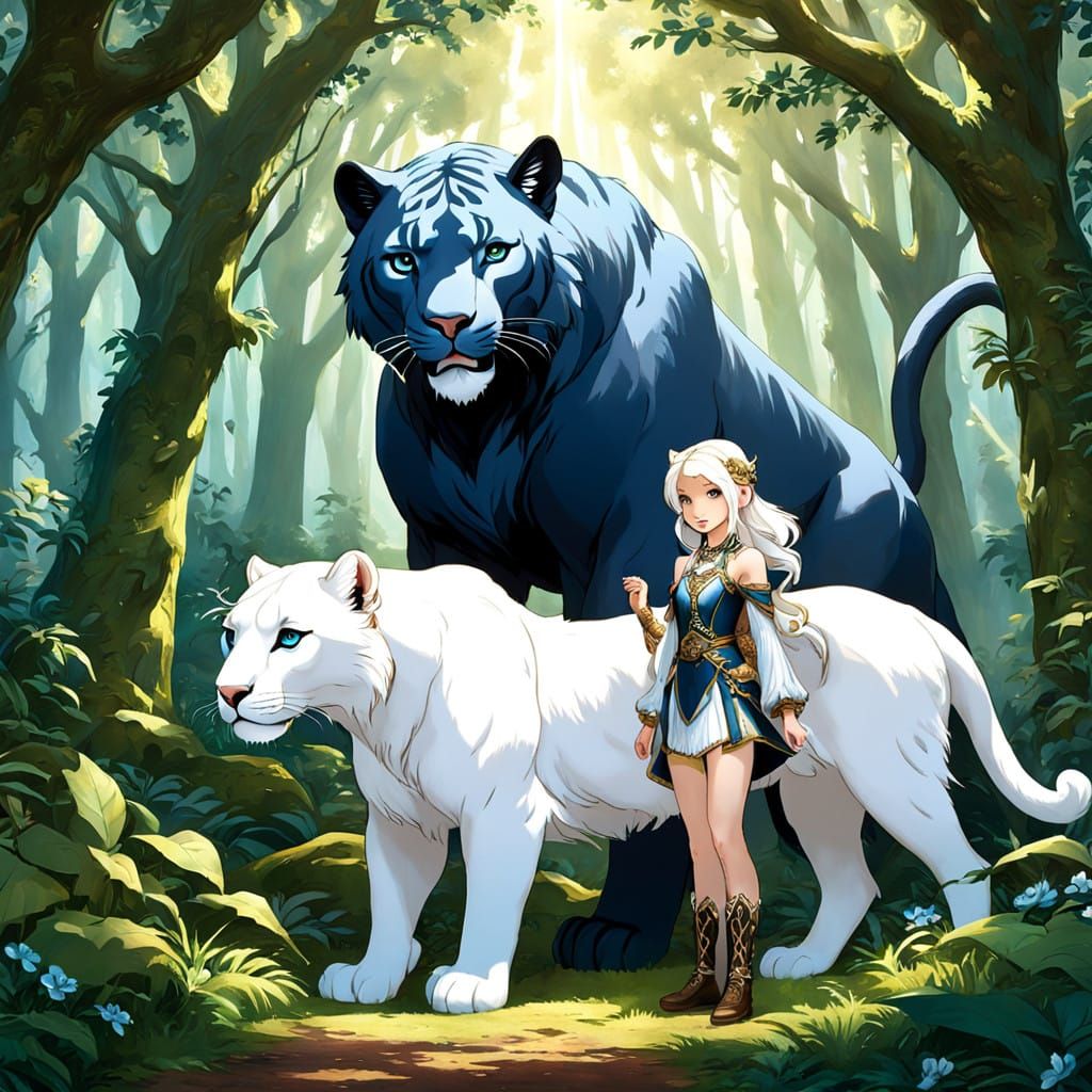 Ethereal Fairy Girl Enjoys Magical Bond with Majes... - AI Art