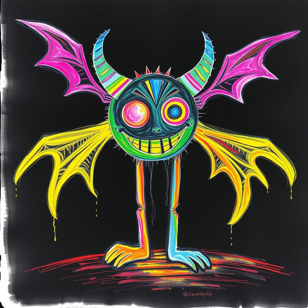 Surreal Crayon Monster Art in the Style of Rayogra... - AI Art