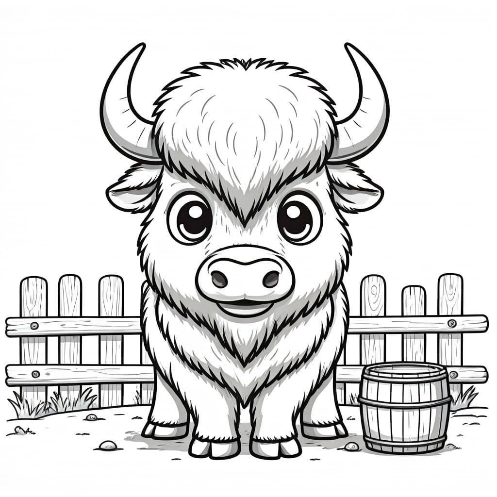 Coloring page - black and white drawing, bold black linear line, Kawaii ...