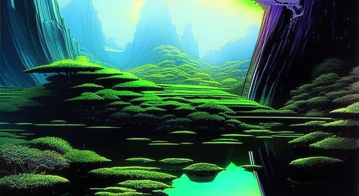 16k resolution, art by Yoshitaka Amano, ethereal floating islands ...