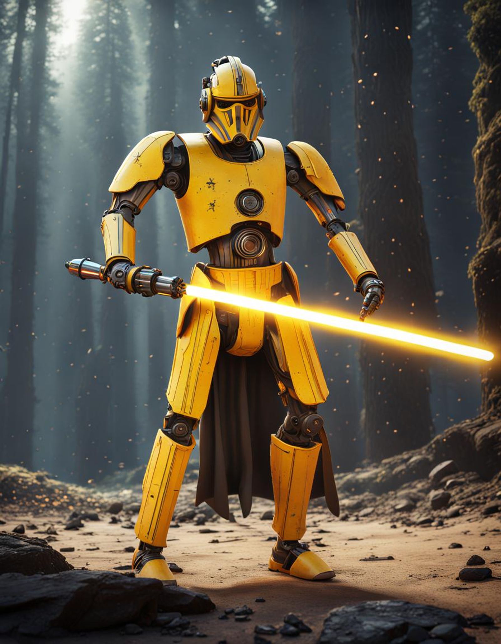 Lightsaber wielding droid(3) - AI Generated Artwork - NightCafe Creator