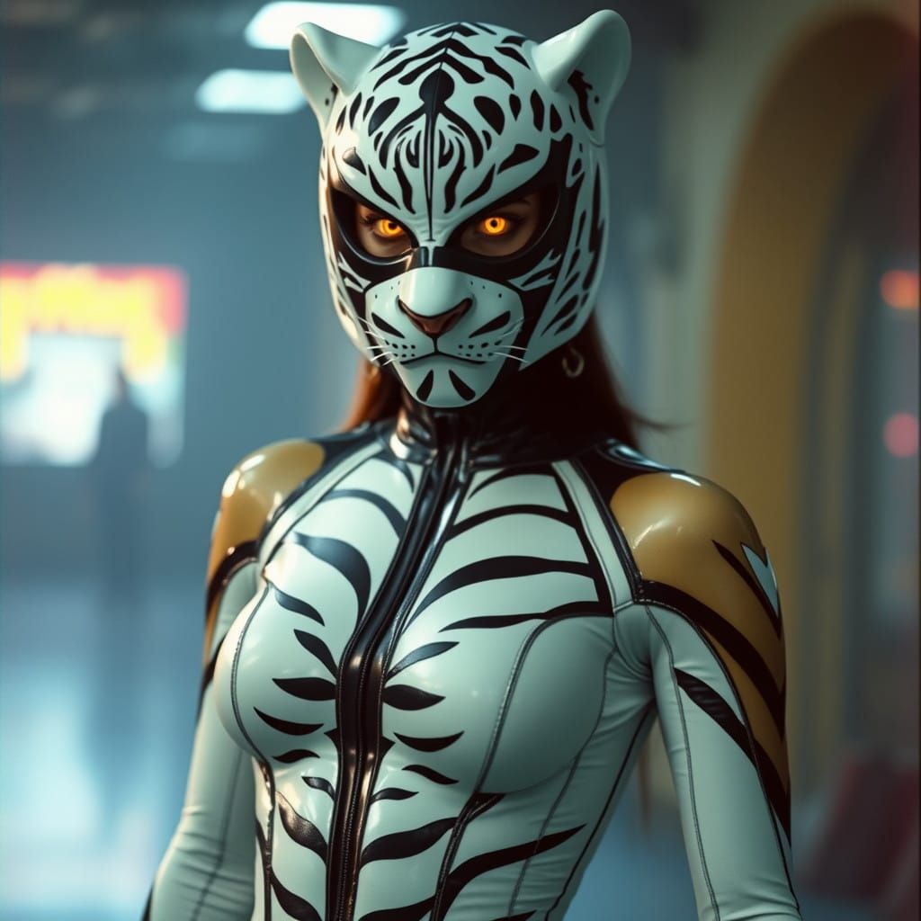 White Tiger Superheroine in Cinematic Film Still - AI Art