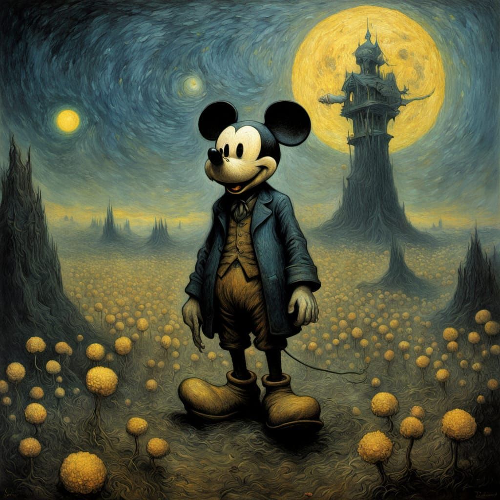 Surrealist Mickey Mouse in Post-Impressionist Styl... - AI Art