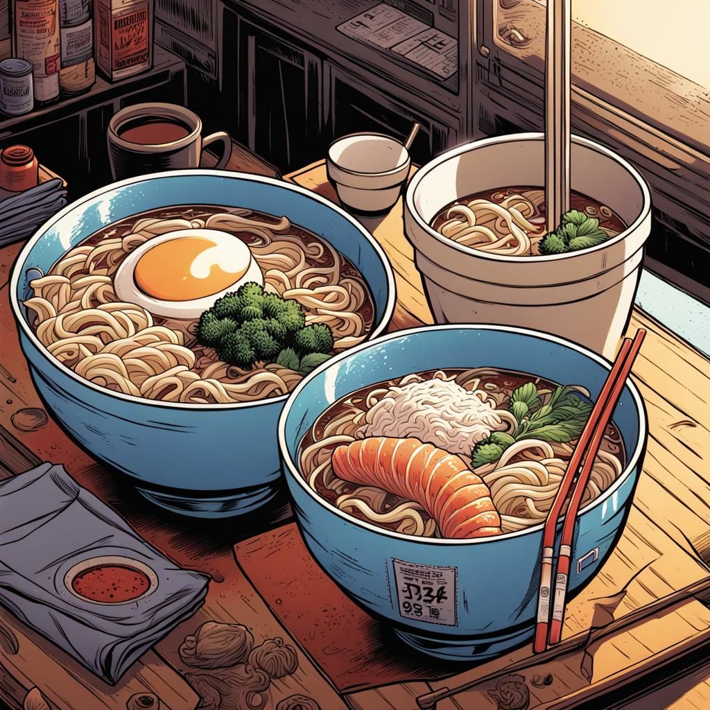 ramen noodle soup, comic style - AI Generated Artwork - NightCafe Creator