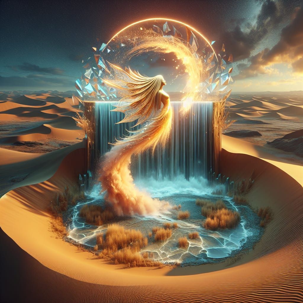 Make The Impossible Possible, Waterfall In The Desert - AI Generated ...