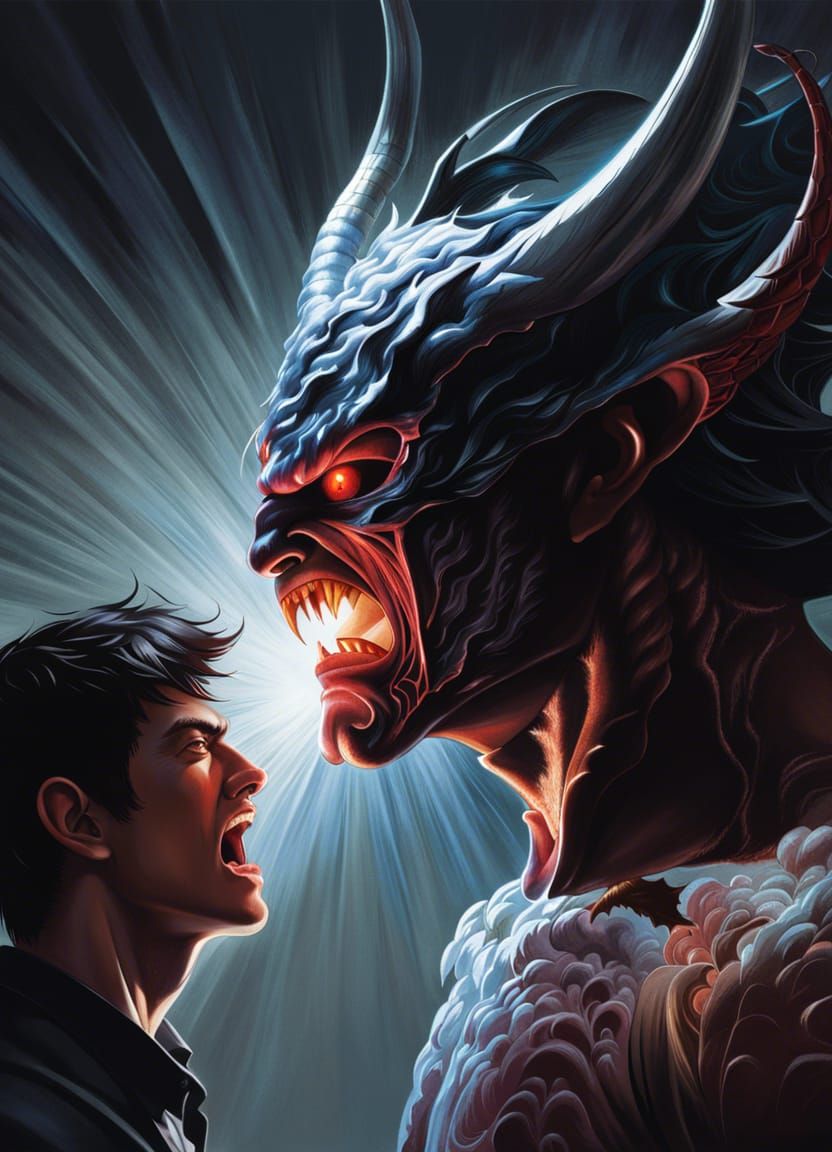 Man battling an inner demons : r/nightcafe