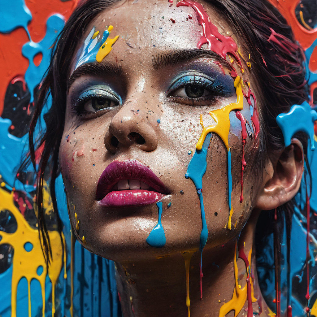 Hyper realistic splash art. - Dramatic Street Art Portrait i...