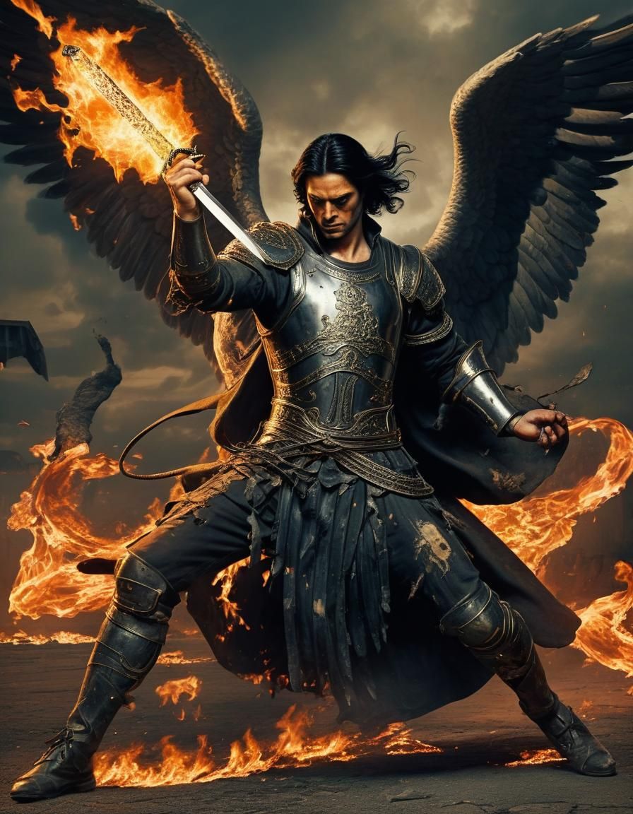 Archangel Gabriel Destroys The Flames Of Satan - AI Generated Artwork ...