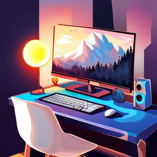 a computer set up that a gamer uses, highly detailed, realistic - AI ...