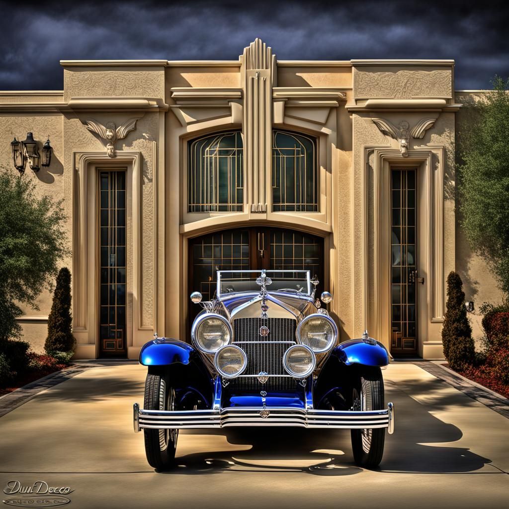 ART DECO design 1928 Duesenberg J Dual Cowl Phaeton VIVID COLOR ...