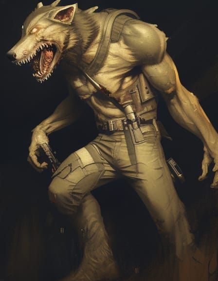 soldier werewolf with machine gun a masterpiece, 8k resolution, dark ...