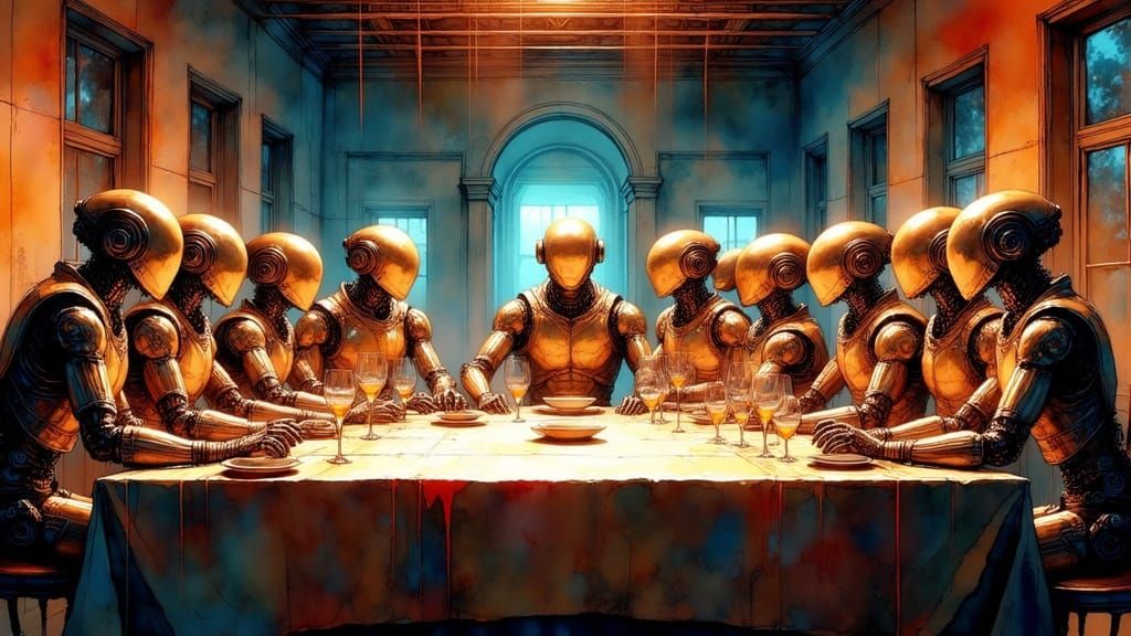 The Last Supper by Da V(ai)nci - Cyberpunk Robots Gather in...