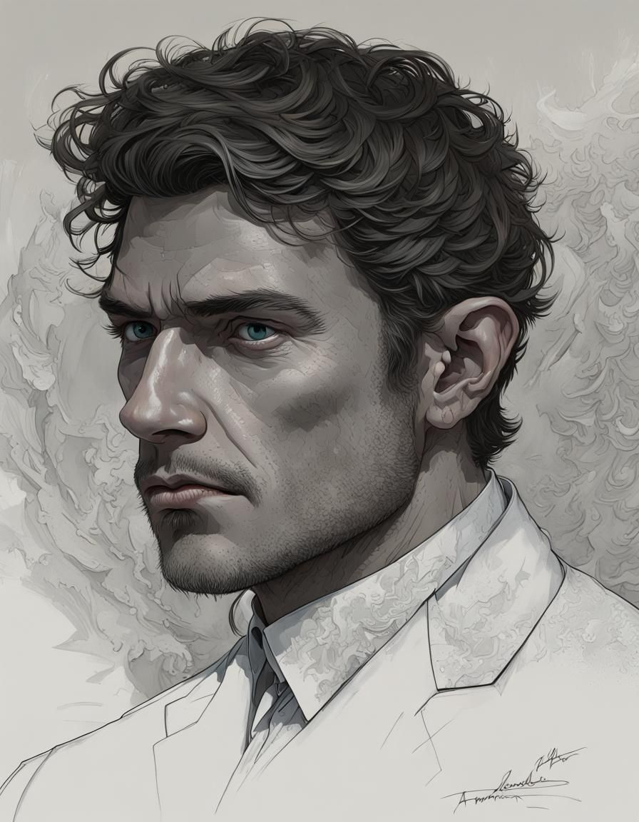 animal claw scar on face :: in color :: handsome human man :: suit ...