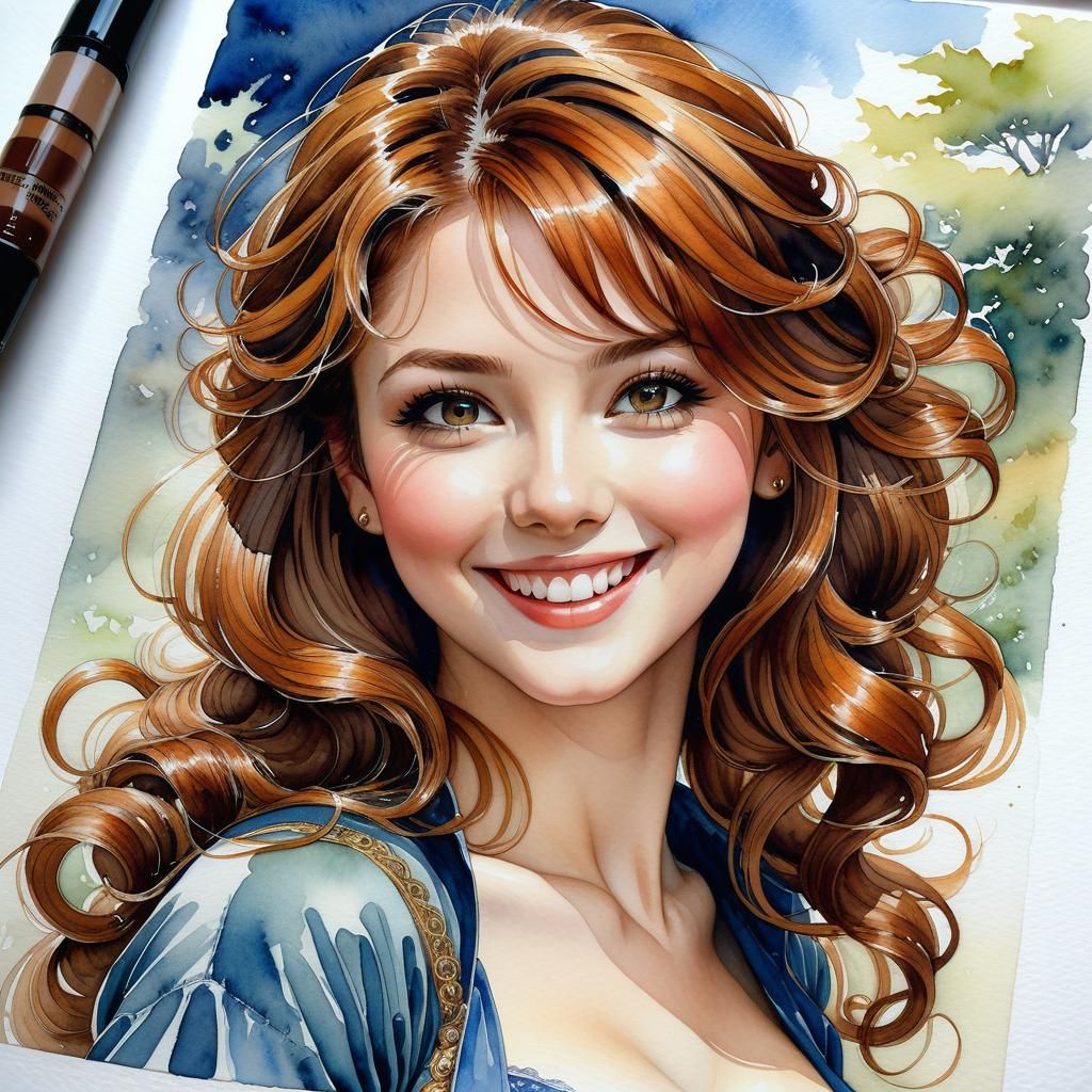 Mischievous young hazel woman - AI Generated Artwork - NightCafe Creator