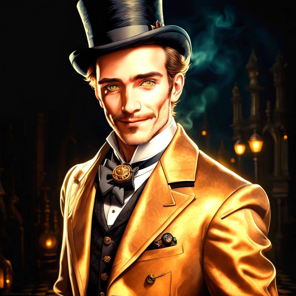 Dashing Gentleman in Victorian Fantasy Attire - AI Art