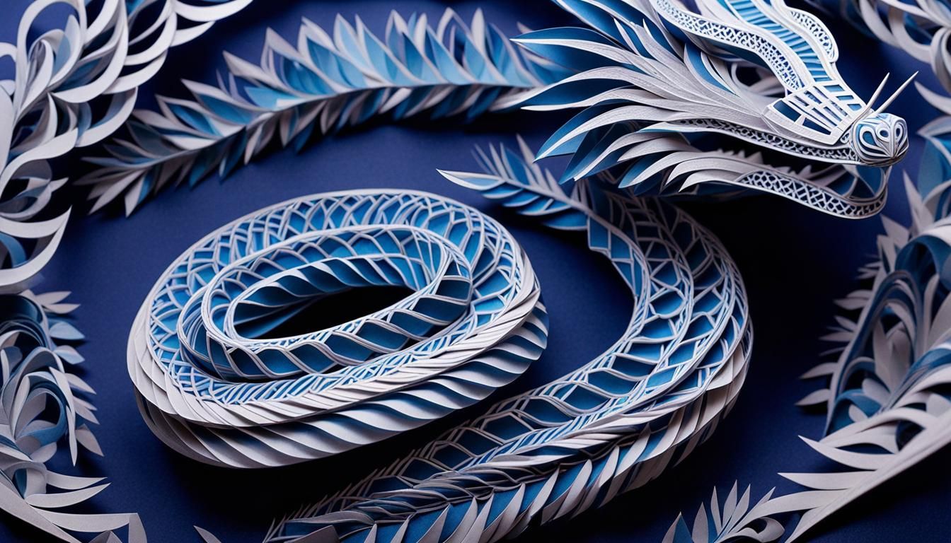 Kirigami, Mayan feathered snake - AI Generated Artwork - NightCafe Creator