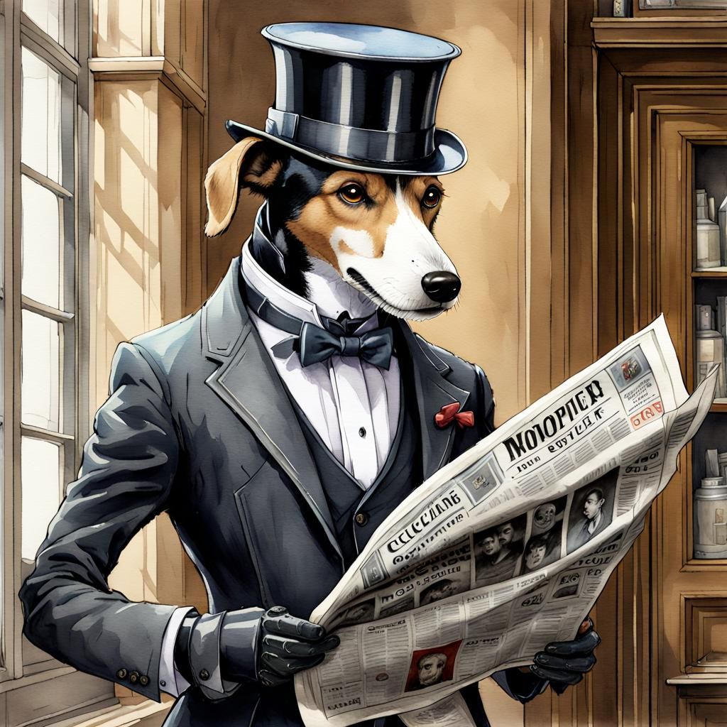 robotic dog butler bringing the newspaper - AI Generated Artwork ...