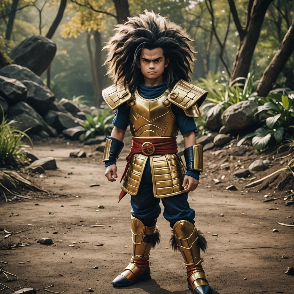 kid Raditz with a tail wearing Saiyan armor - AI Generated Artwork ...