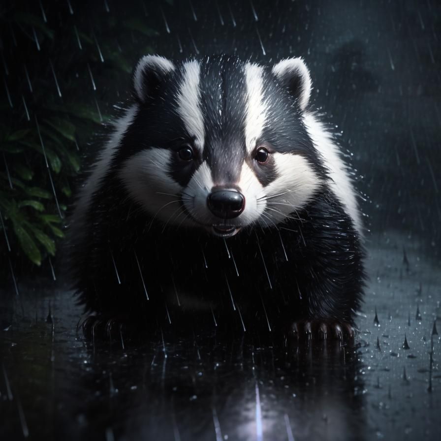Poor badger trapped in the rain - AI Generated Artwork - NightCafe Creator
