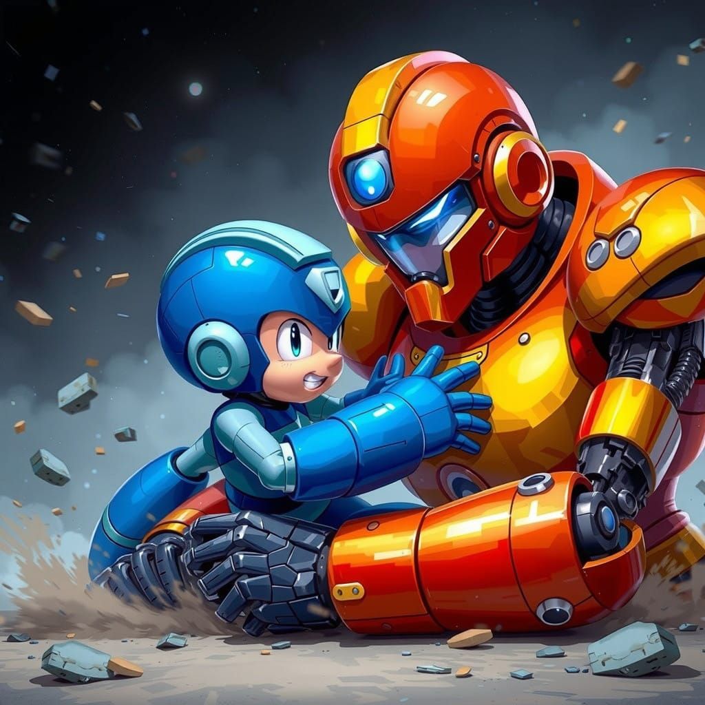 megaman getting into a fender bender with doctor roboto