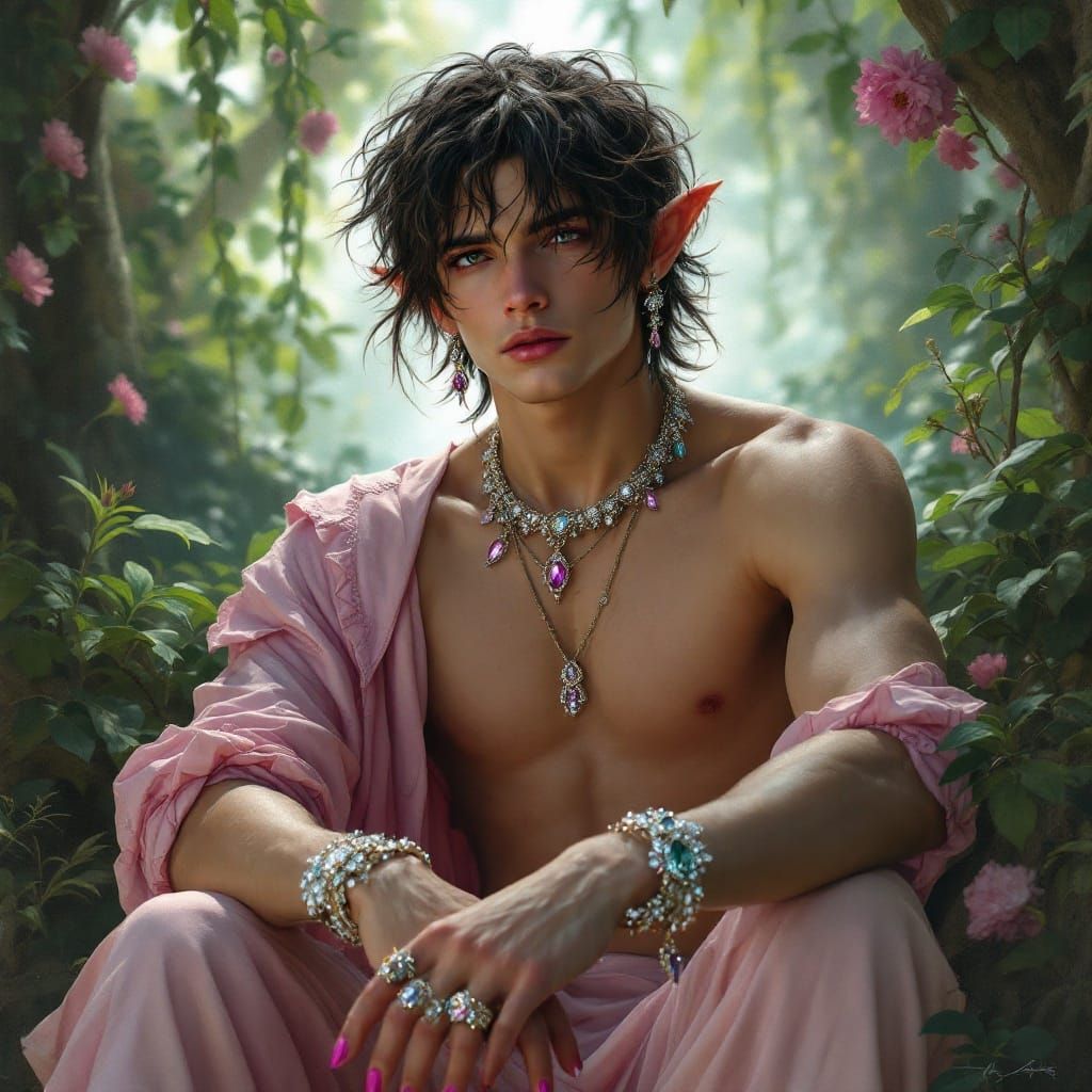 Elf Prince 250317 - Ethereal Elf Prince in Vibrant Pink Atti...