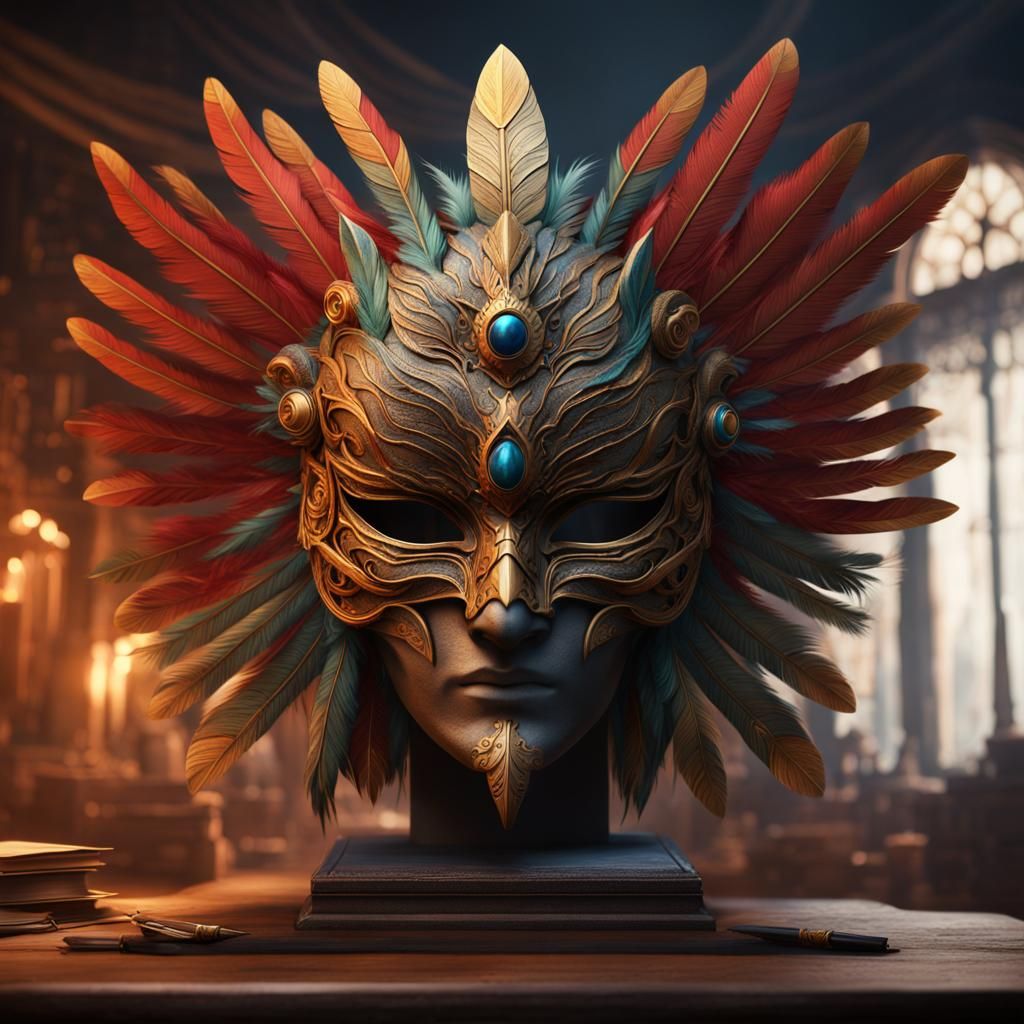 Phoenix Feather Mask - AI Generated Artwork - NightCafe Creator