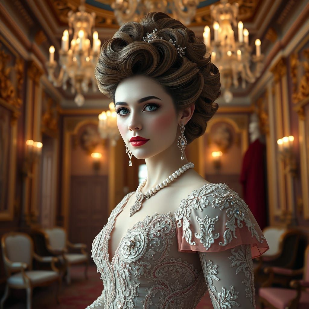 Elegant Opera Star in Opulent Baroque Mansion - AI Art