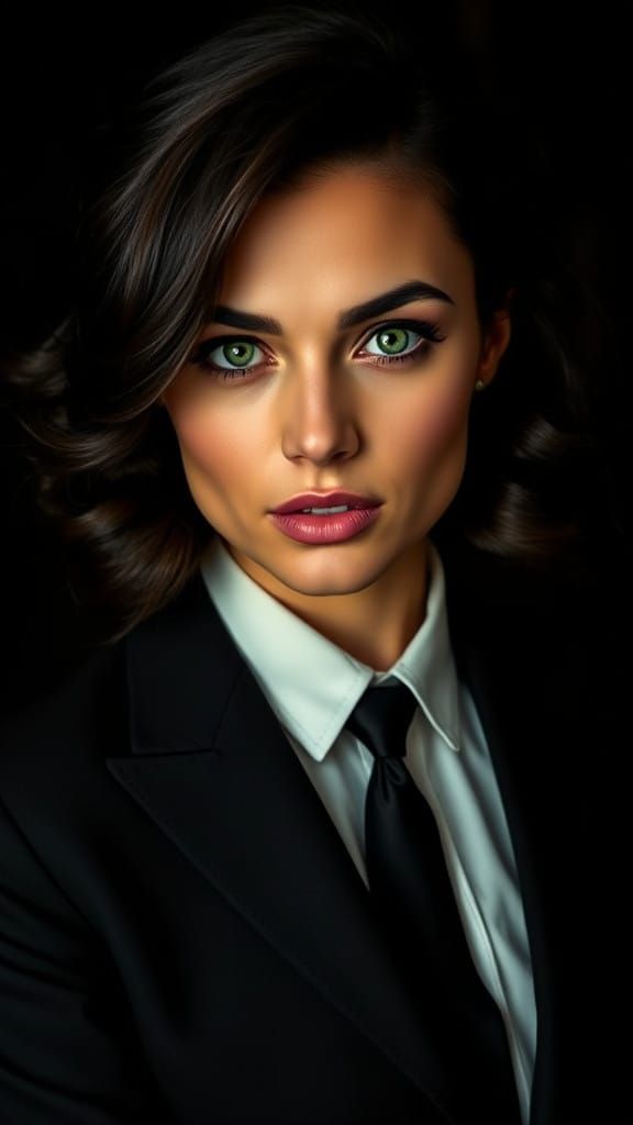 Tiffany - Sophisticated Woman in Black Suit Exudes Confidenc...