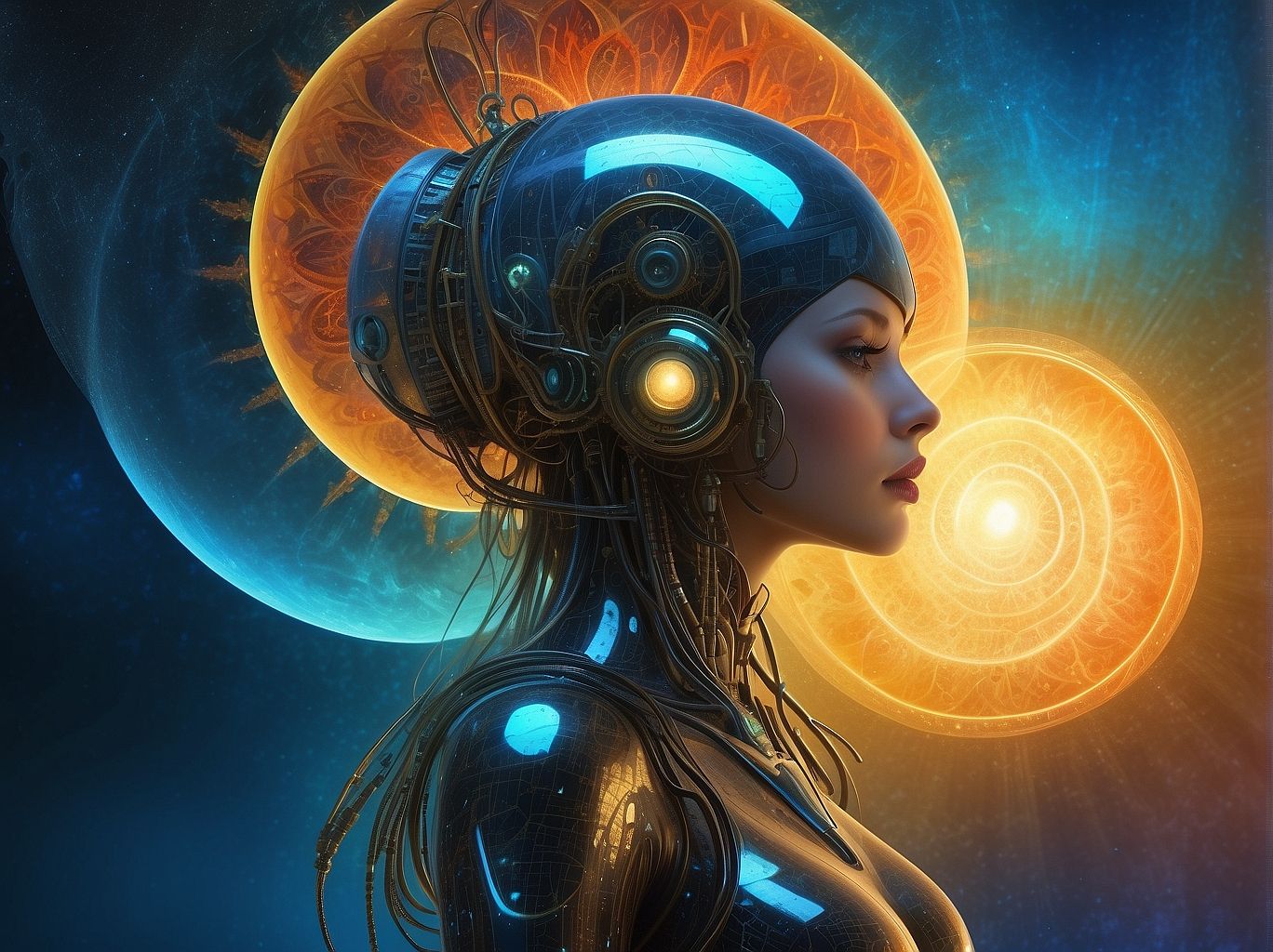 Portrait of futuristic augmented woman - AI Generated Artwork ...