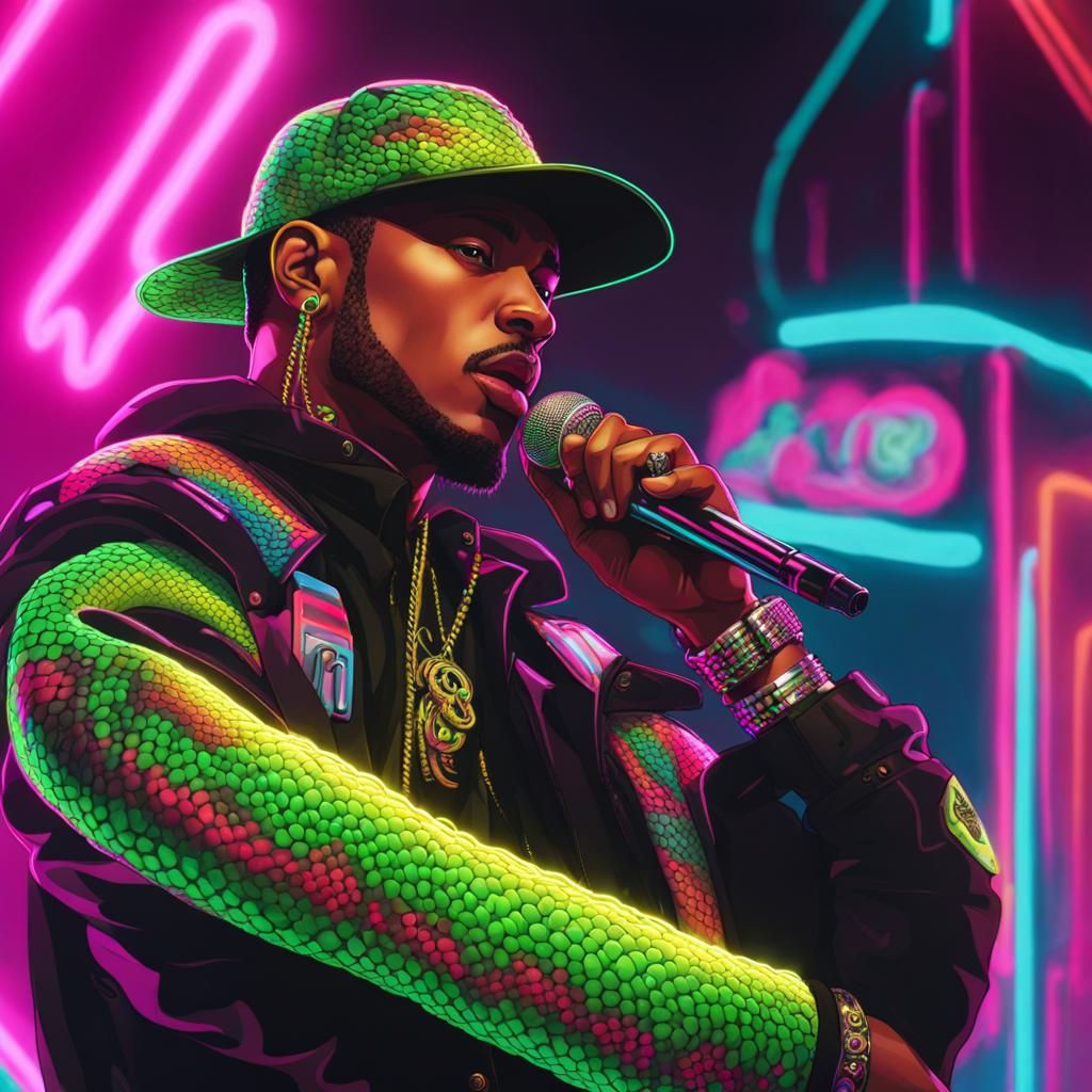 Neon Snake rapper - AI Generated Artwork - NightCafe Creator