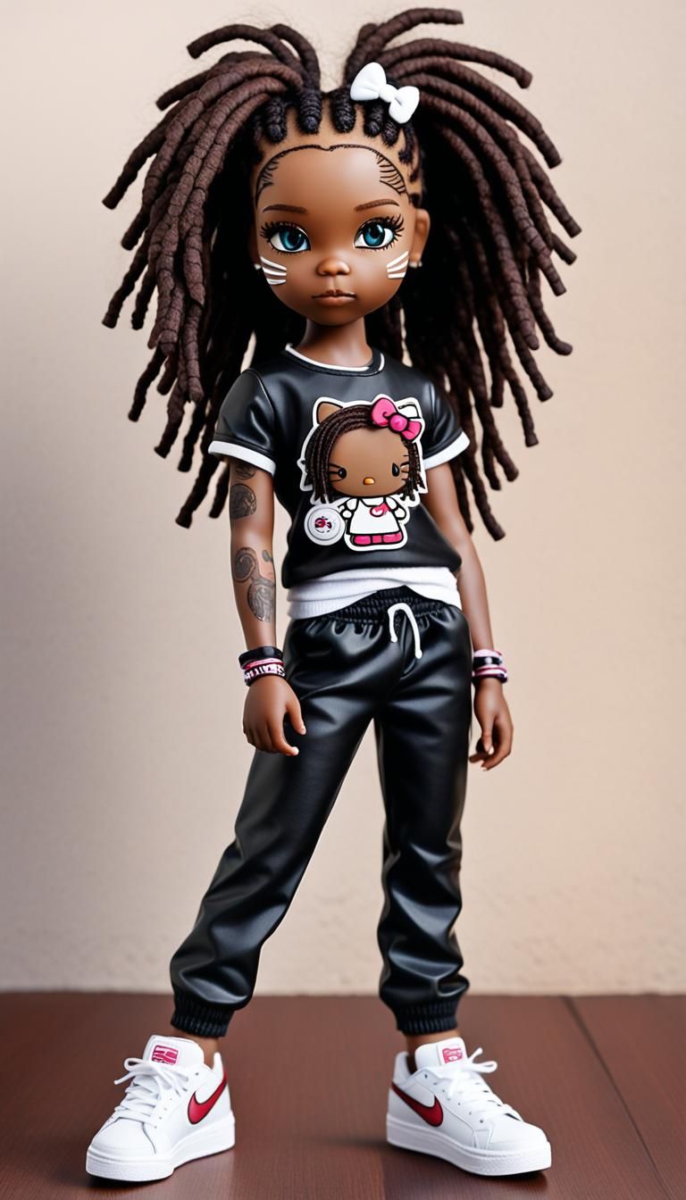 Coffee completion African American. Hello kitty doll. Large round head ...