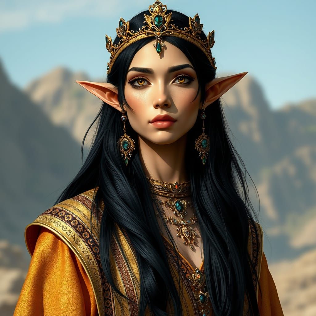 Elven Empress in Byzantine Splendor with Greek Fea... - AI Art