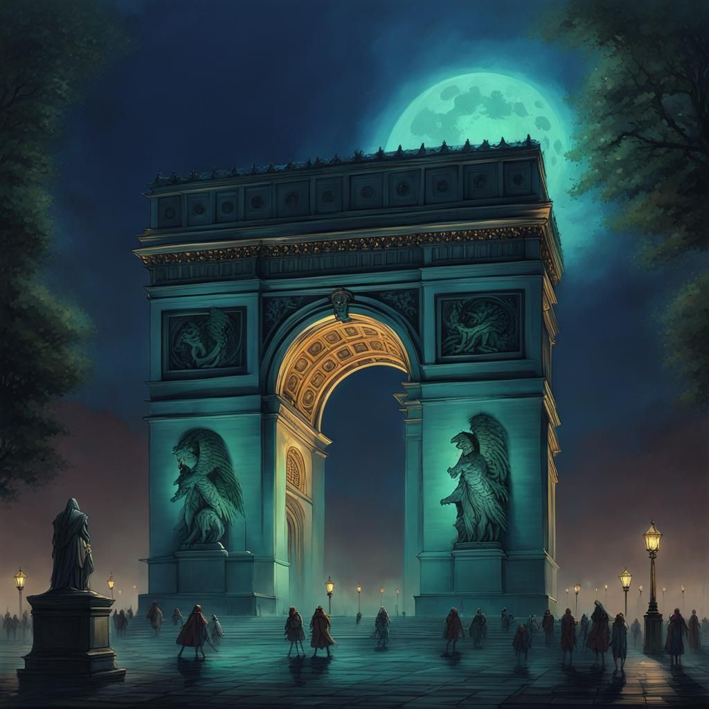 The Arc de Triomphe Dark Fantasy - AI Generated Artwork - NightCafe Creator